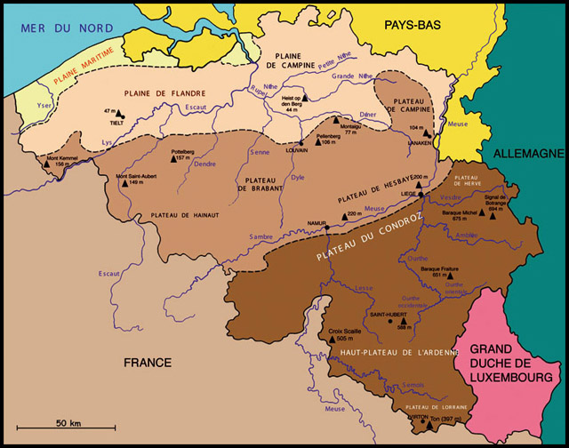 Belgique Montagnes Carte Belgique Montagnes Carte